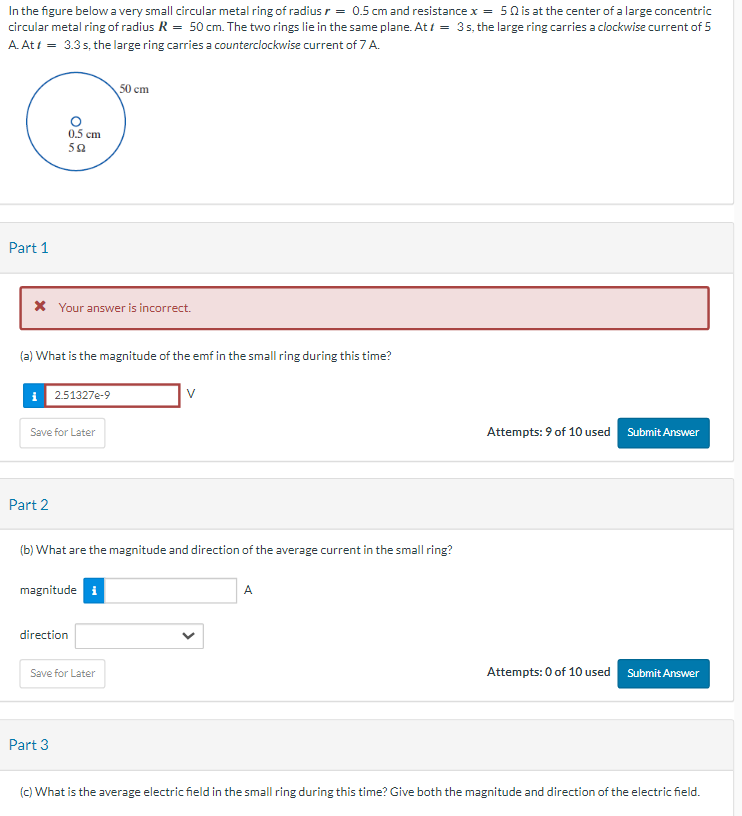 In the figure below a very small circular metal ring | Chegg.com