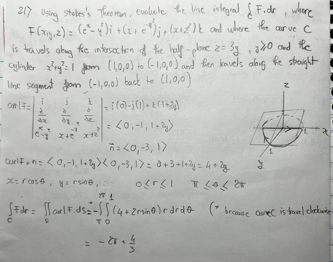 21) Using Stokes's Theorem, evaluate the line | Chegg.com