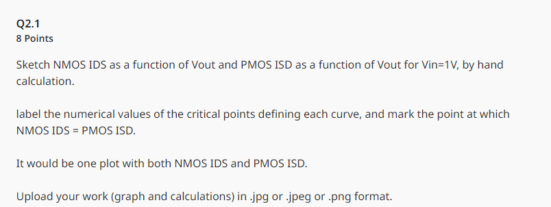 Solved Q2.1 8 Points Sketch NMOS IDS as a function of Vout | Chegg.com