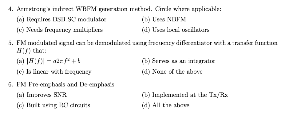 Solved 4. Armstrong's indirect WBFM generation method. | Chegg.com