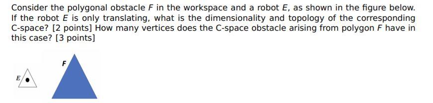 Solved Consider the polygonal obstacle F in the workspace | Chegg.com