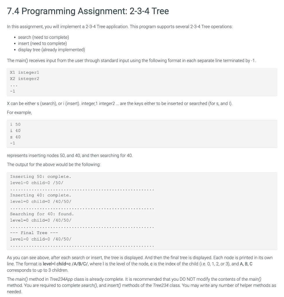 Please answer this in Java. As the assignment states, | Chegg.com