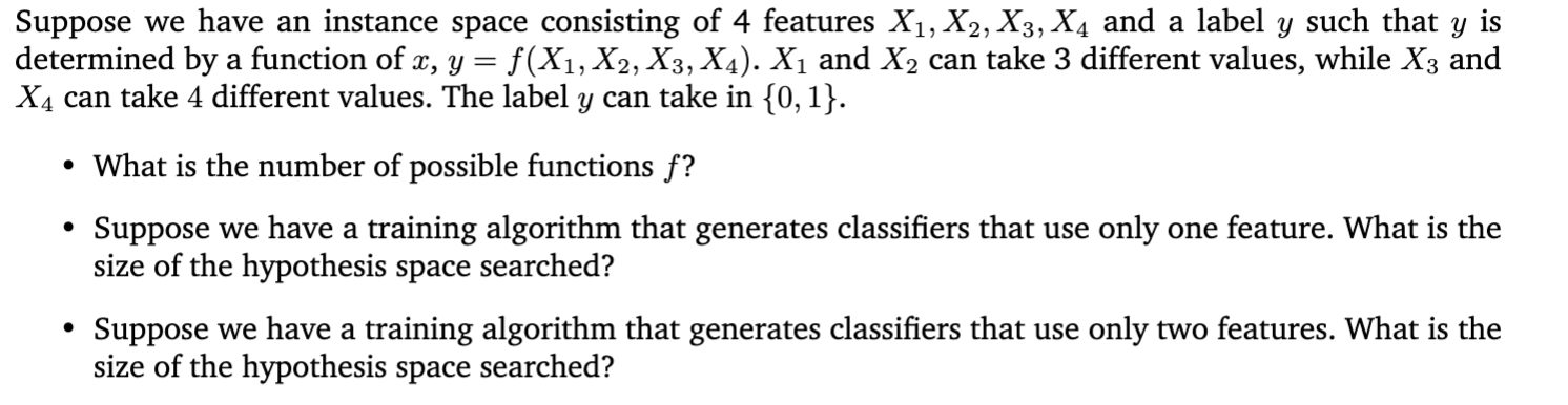Solved Suppose we have an instance space consisting of 4 | Chegg.com