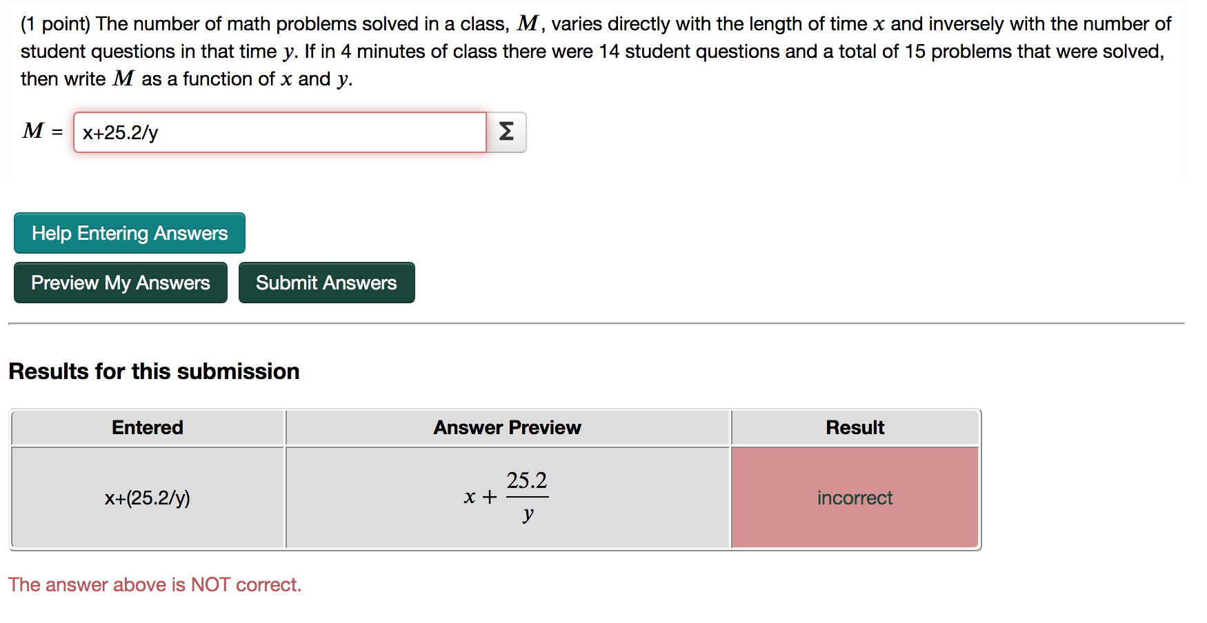 Solved (1 point) The number of math problems solved in a | Chegg.com
