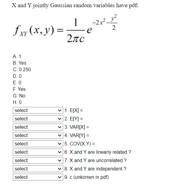 Solved X and Y jointly Gaussian random variables have pdf: 1 | Chegg.com