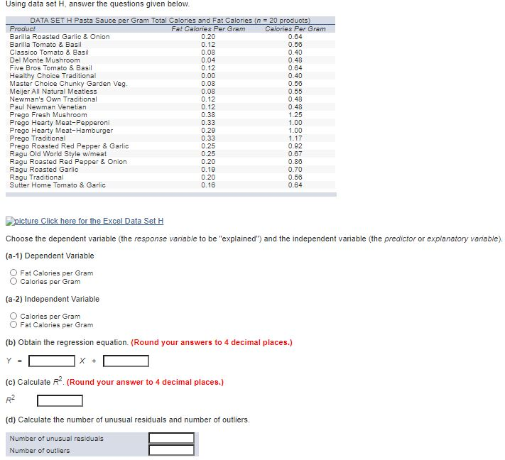 Solved Using data set H, answer the questions given below. | Chegg.com Solved Using data set H, answer the questions given below. | Chegg.com