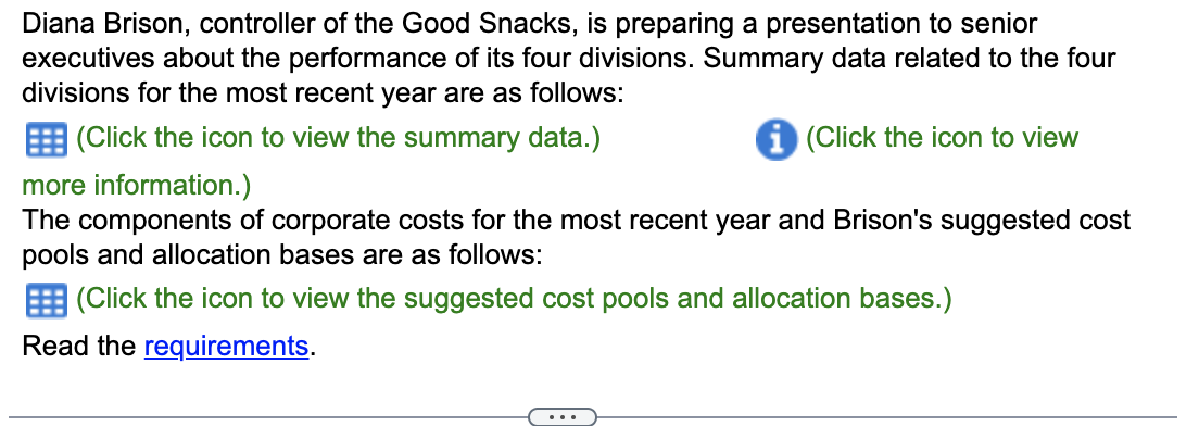 DianaBrison ,controller of theGood Snacks, is | Chegg.com