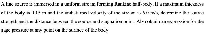 Solved A line source is immersed in a uniform stream forming | Chegg.com
