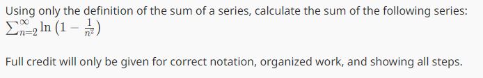 Solved Using only the definition of the sum of a series, | Chegg.com