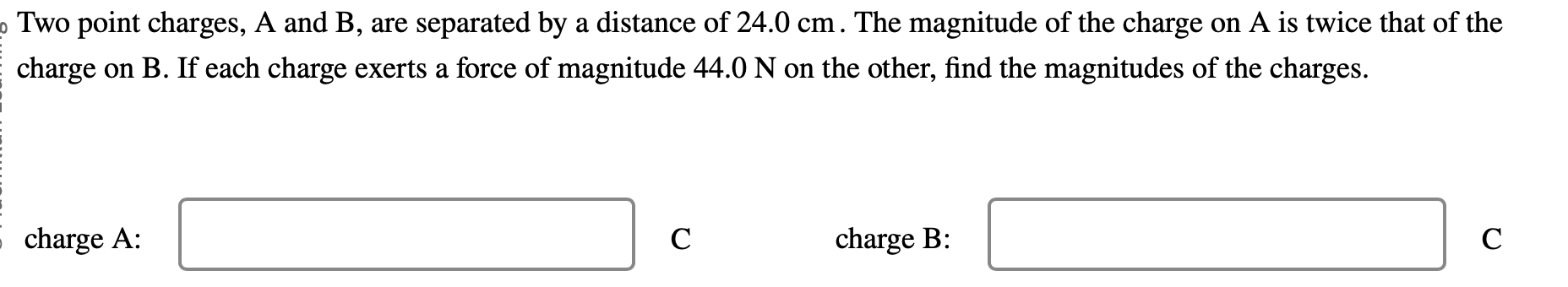 Solved Two point charges, A and B, are separated by a | Chegg.com