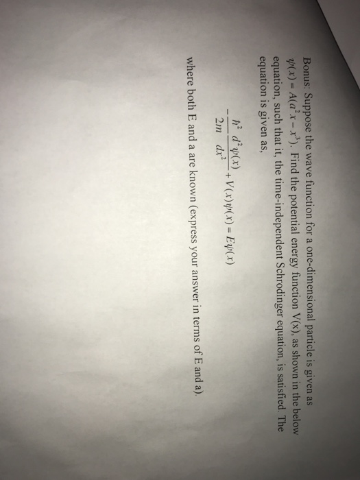 Solved Bonus: Suppose the wave function for a | Chegg.com