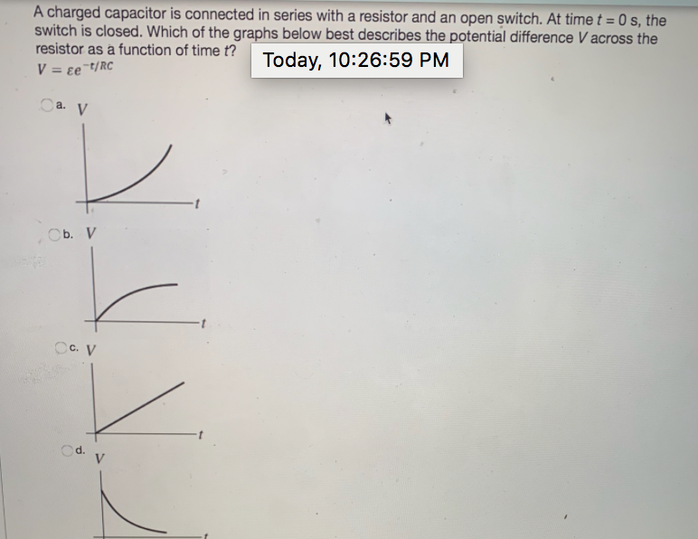 Solved A charged capacitor is connected in series with a | Chegg.com