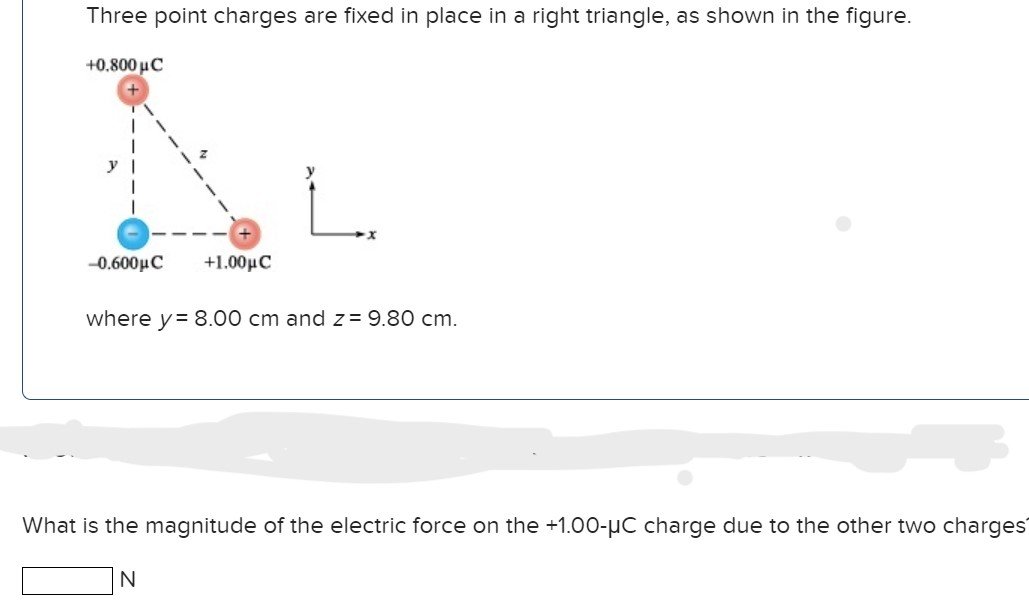 Solved Three point charges are fixed in place in a right | Chegg.com