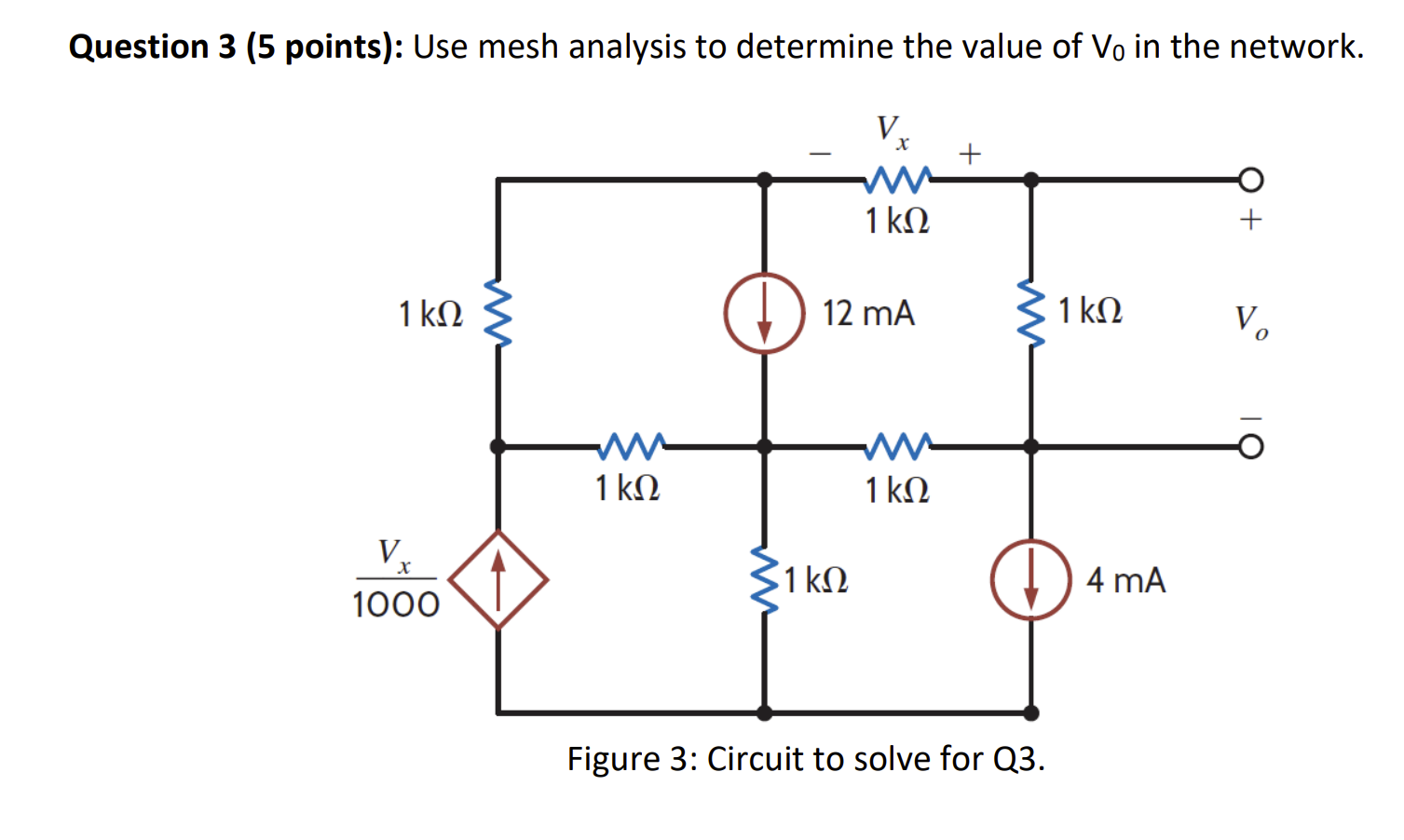 Solved Question 3 (5 points): Use mesh analysis to determine | Chegg.com