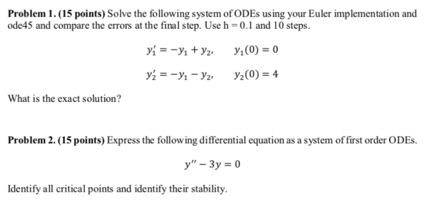 Solved Problem 1. (15 points) Solve the following system of | Chegg.com