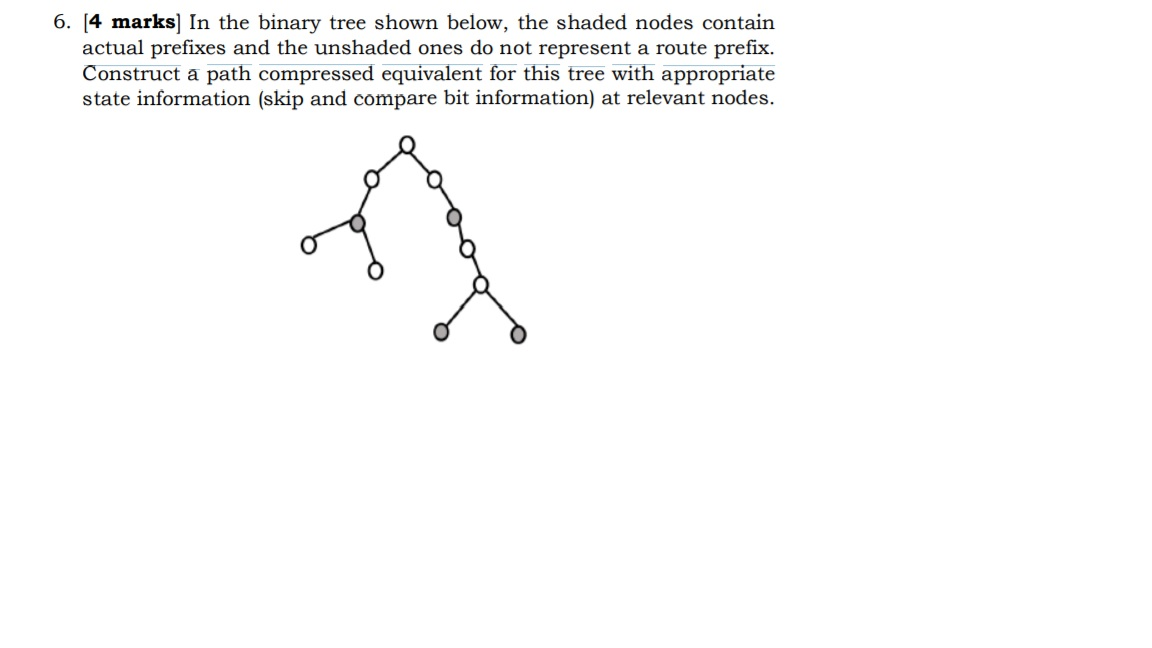 6. [4 marks) In the binary tree shown below, the | Chegg.com