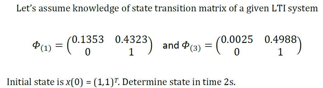 Solved Let's assume knowledge of state transition matrix of | Chegg.com
