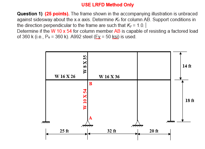 Solved USE LRFD Method Only Question 1) (25 points). The | Chegg.com
