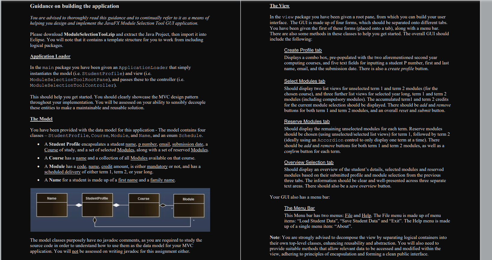 JavaFX Module Selection Tool GUI Objectives The | Chegg.com