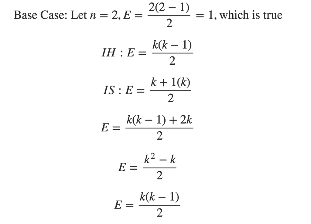 Solved Question: How did ((k+1)k)/2 become (k(k-1) + | Chegg.com