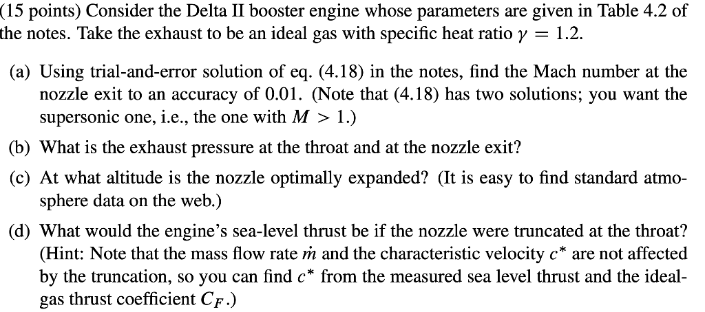 Solved (15 points) Consider the Delta II booster engine | Chegg.com