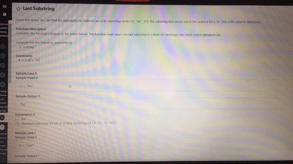 Solved Last Substring Given The String ab We Find The Chegg