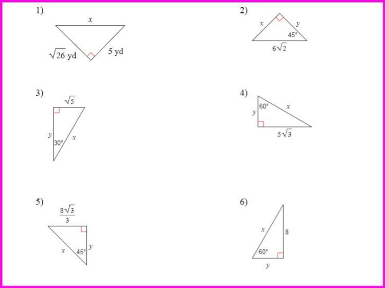 Solved Find the missing side of each triangle. Leave your | Chegg.com