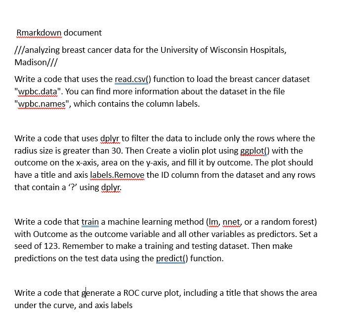 Solved Rmarkdown document ///analyzing breast cancer data | Chegg.com