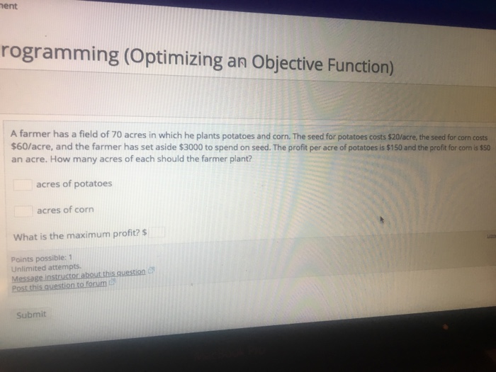 Solved ent rogramming (Optimizing an Objective Function) A | Chegg.com