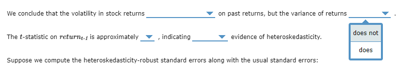Solved \r\n\r\n\r\n\r\nThe \\( t \\)-statistic on return \\( | Chegg.com