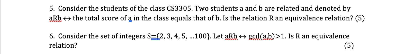 Solved 5. Consider the students of the class CS3305. Two | Chegg.com