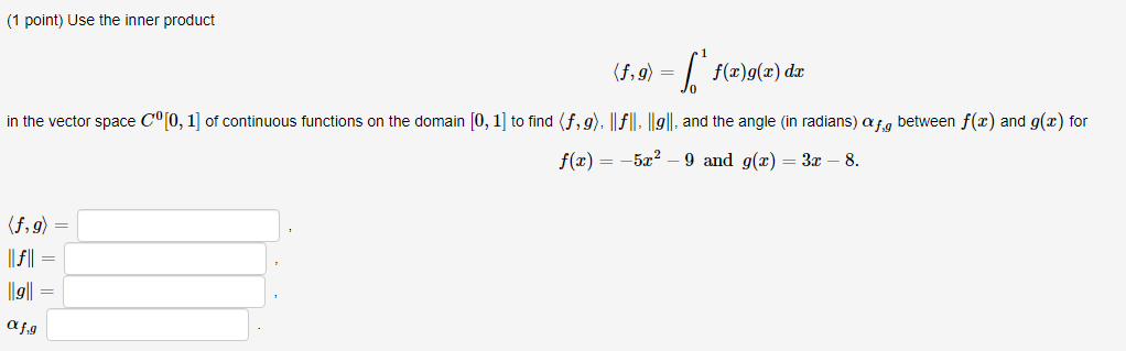 Solved (1 point) Find the orthogonal projection of | Chegg.com