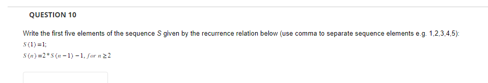 Solved Write the first five elements of the sequence S given | Chegg.com
