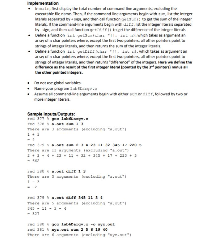 Solved Implementation • In main, first display the total | Chegg.com
