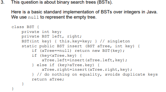 Solved 3. This question is about binary search trees (BSTs). | Chegg.com