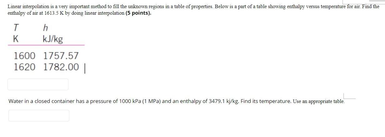 Solved Linear interpolation is a very important method to | Chegg.com