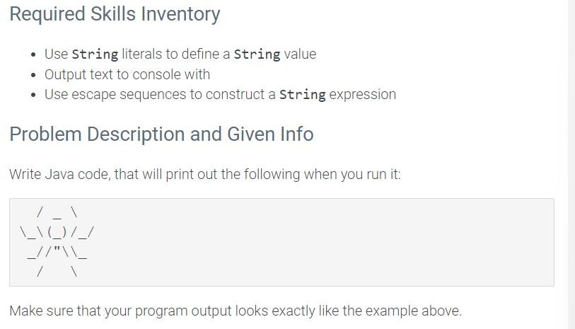 Solved Required Skills Inventory - Use String literals to | Chegg.com