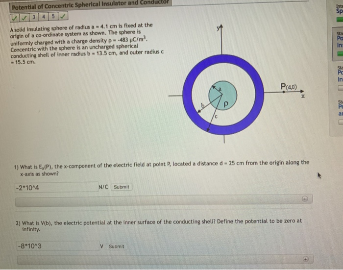 Solved Potential of Concentric Spherical Insulator and | Chegg.com
