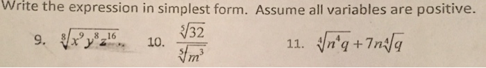 Solved Write the expression in simplest form. Assume all | Chegg.com