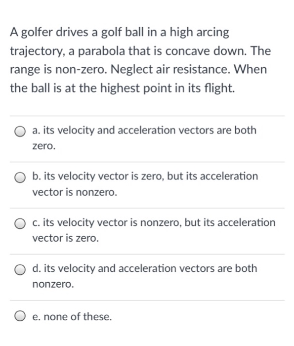 Solved A golfer drives a golf ball in a high arcing | Chegg.com
