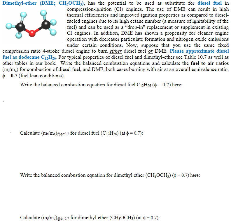 Solved Dimethyl-ether (DME; CH3OCH3 ), has the potential to | Chegg.com