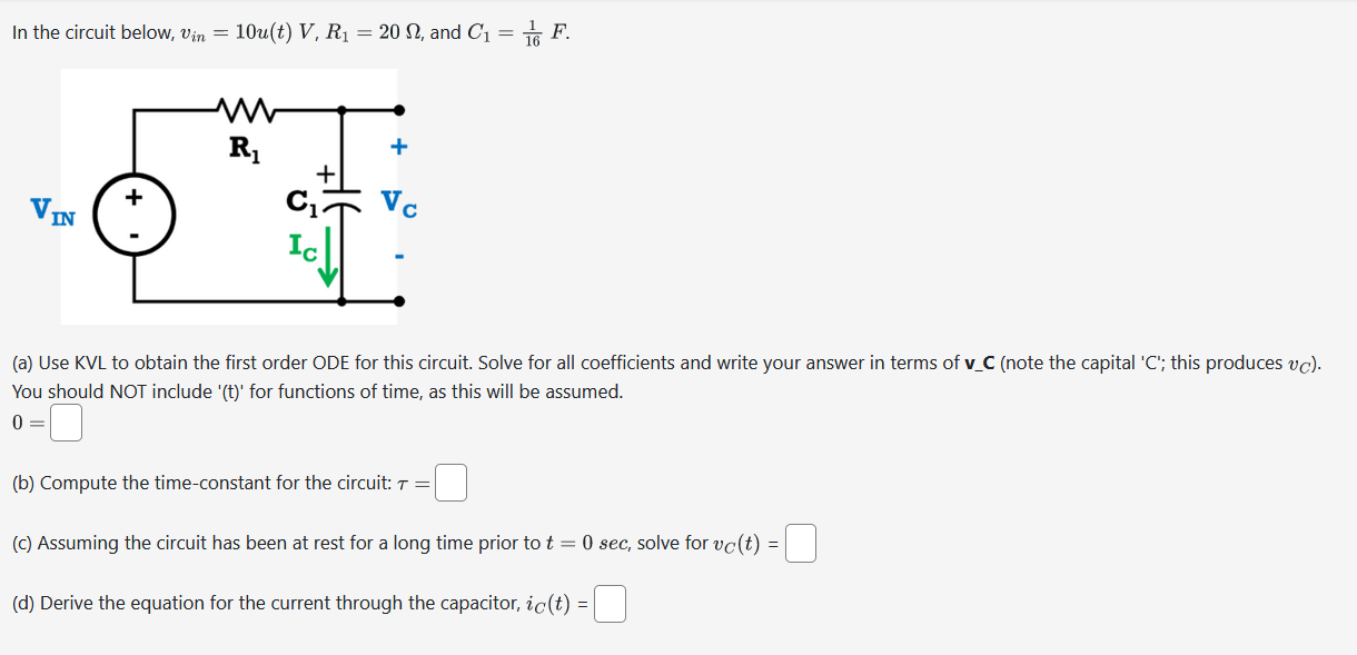 Solved In the circuit below, vin=10u(t)V,R1=20Ω, ﻿and | Chegg.com