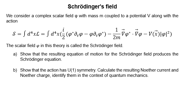 Solved We consider a complex scalar field φ with mass m | Chegg.com