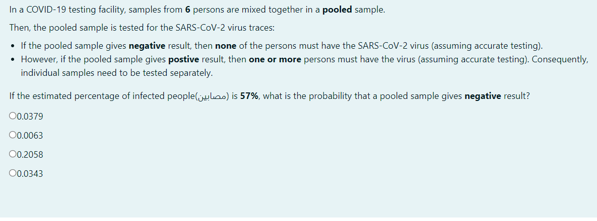 Solved In a COVID-19 testing facility, samples from 6 | Chegg.com