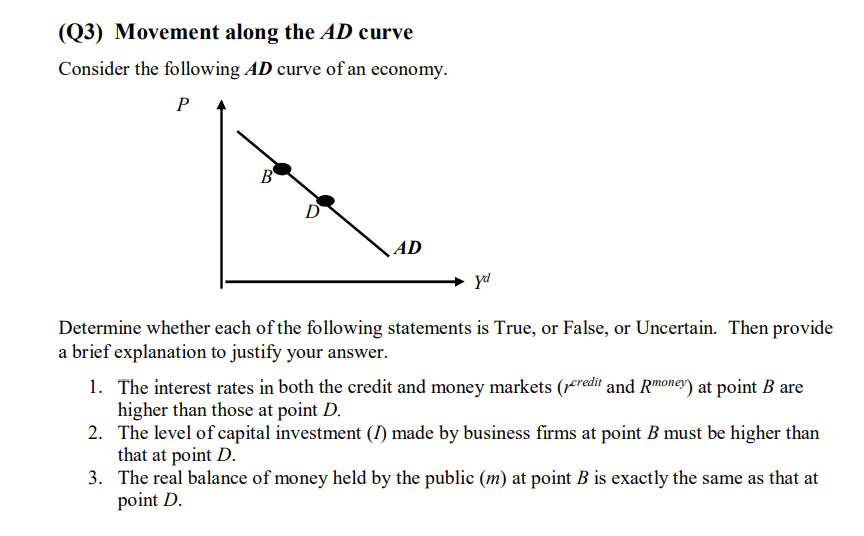 Solved (Q3) Movement along the AD curve Consider the | Chegg.com