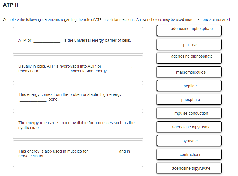 Solved ATP 11 Complete the following statements regarding | Chegg.com