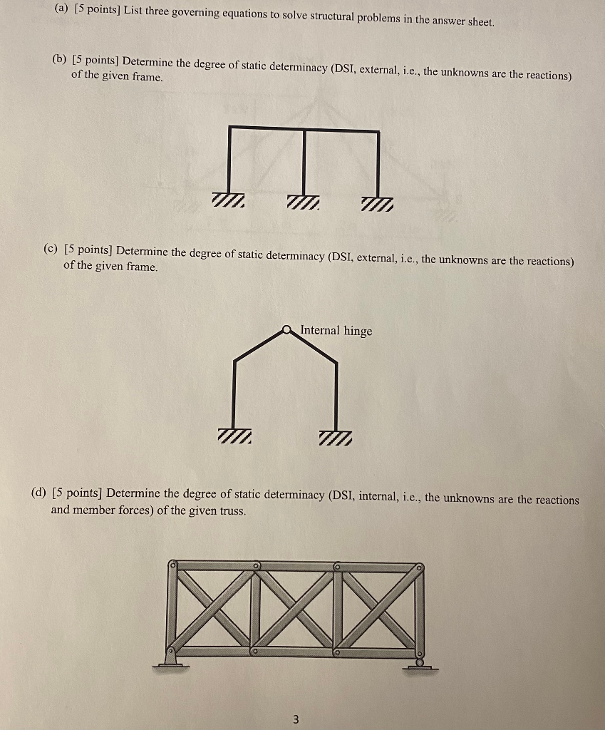 Solved (a) [5 points] List three governing equations to | Chegg.com
