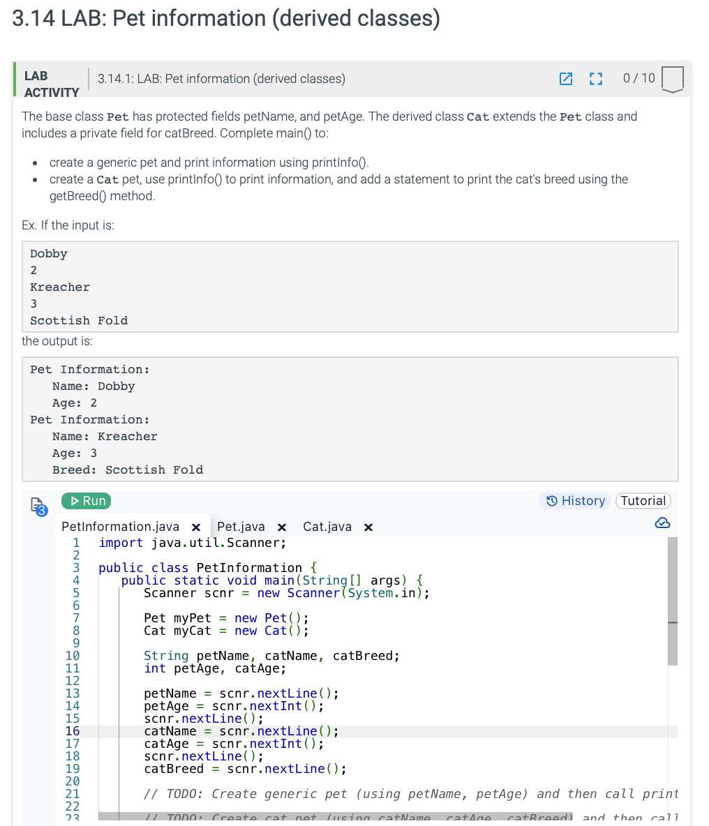 Solved The base class Pet has protected fields petName, and | Chegg.com