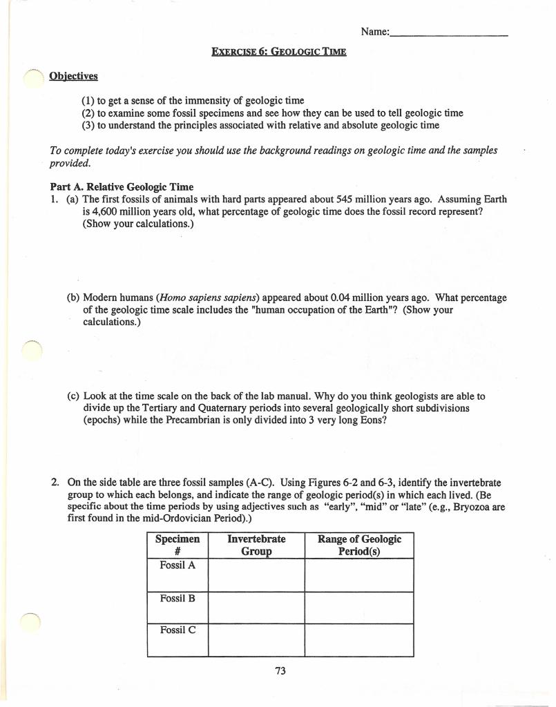 Understanding Geologic Time Answers