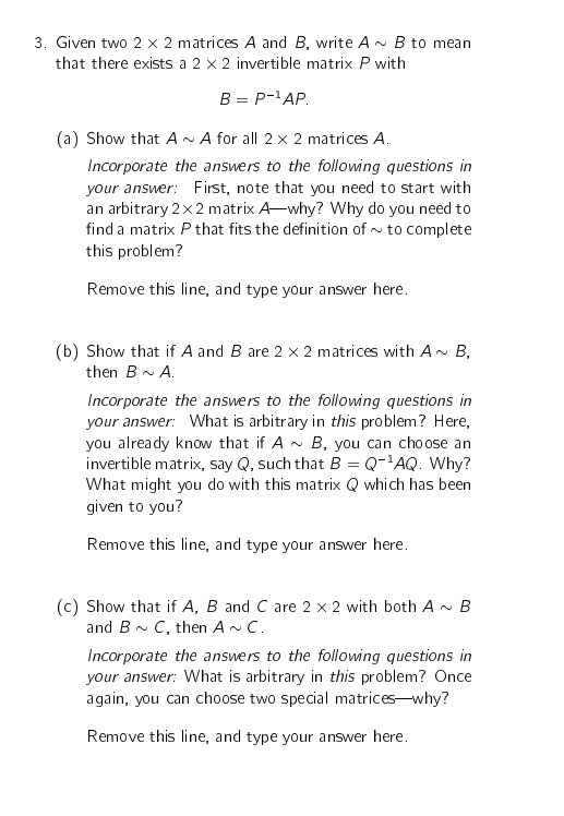 Solved 3. Given two 2 x 2 matrices A and B, write AB to mean | Chegg.com